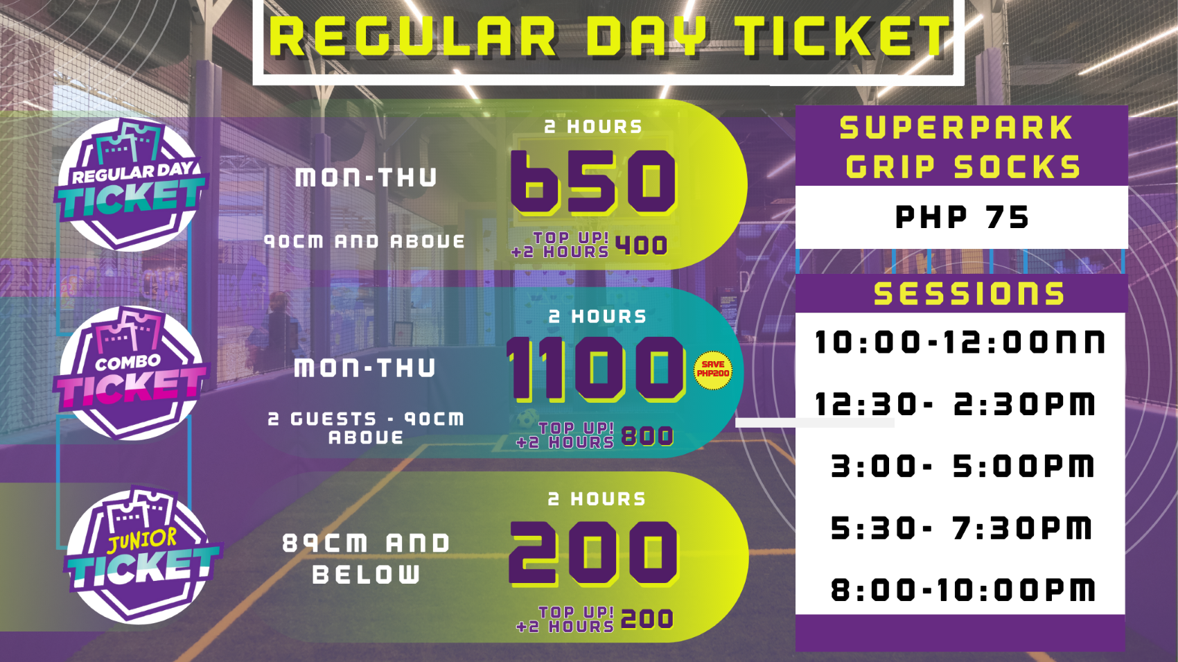 Ticket Info & Calendar | Book Online Now | SuperPark Philippines